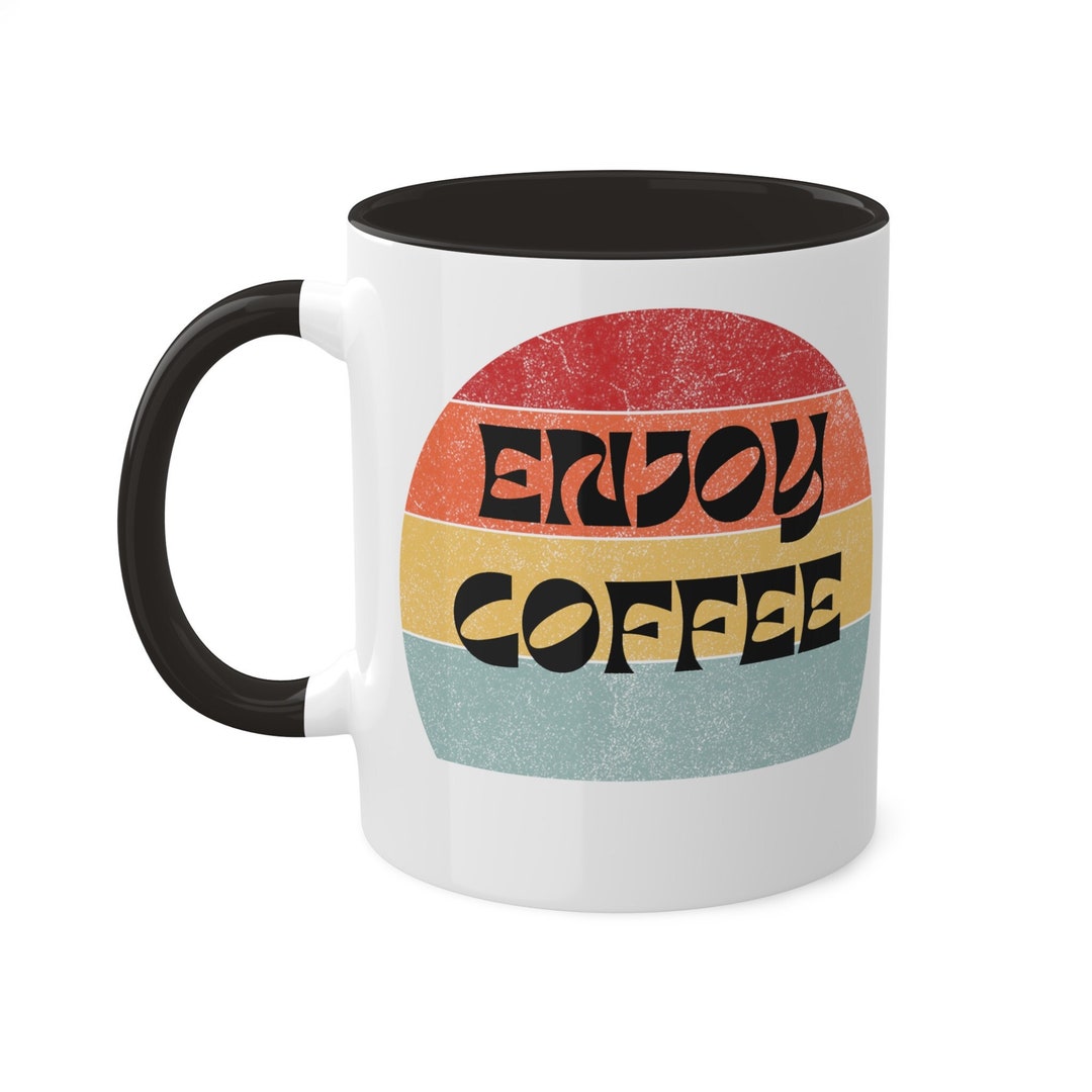 Retro Enjoy Coffee Mug, Vintage Style Coffee Lover Gift, Colorful ...