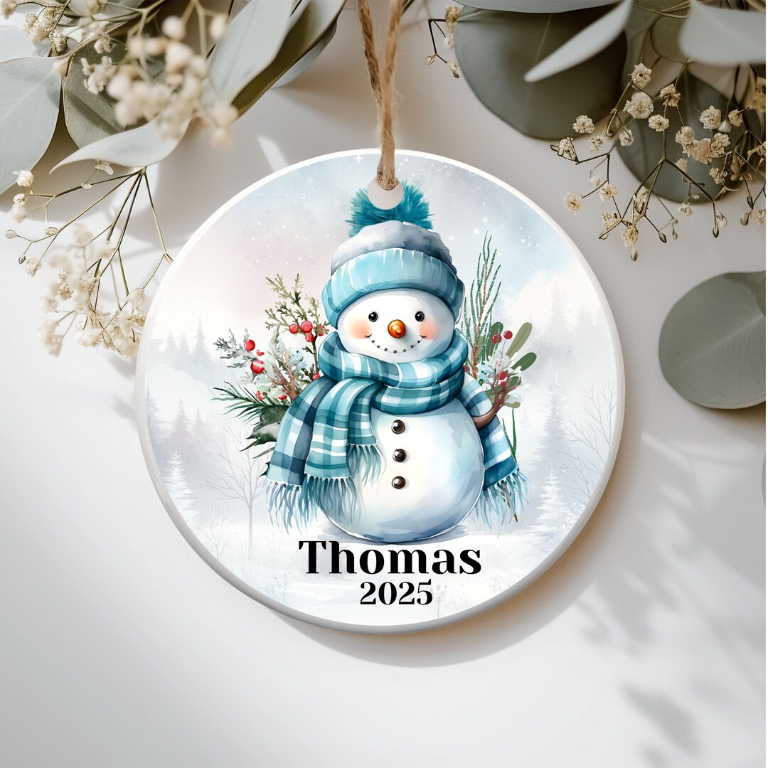 Personalized Snowman Ornament, Custom Christmas Decoration, Winter ...
