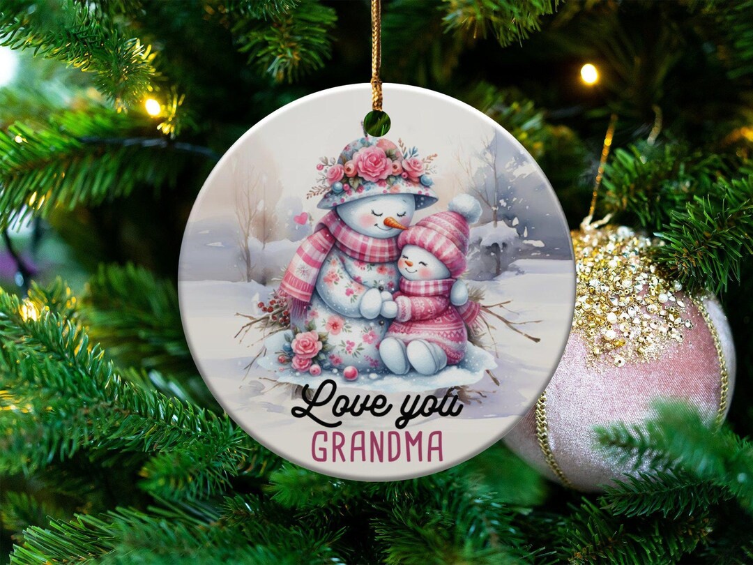 Snowman and Baby Snowman Ornament Love You Grandma Personalized ...