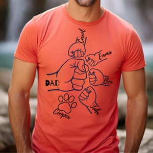 Custom Fist Bump Dad Shirt, Dad Shirt With Kids Names, Father's Day ...