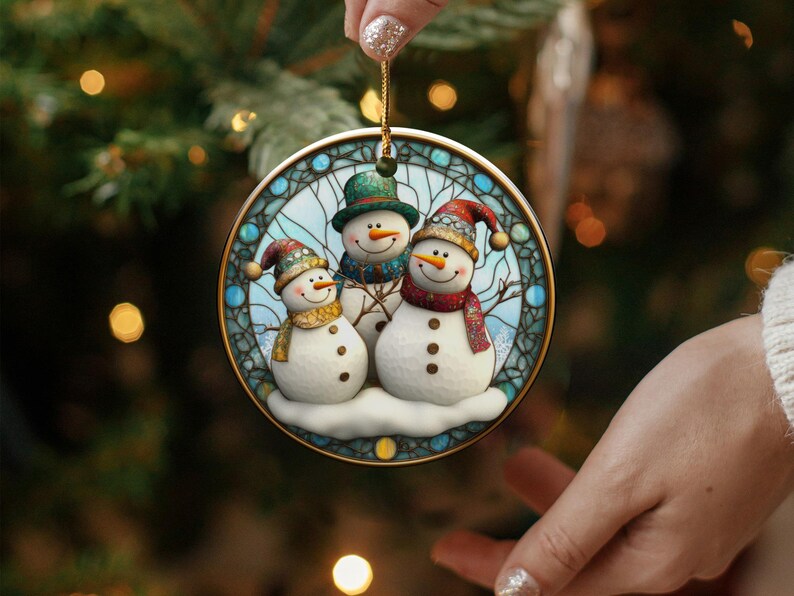 Snowmen Ornament, Winter Holiday Ornament, Festive Christmas Decor ...