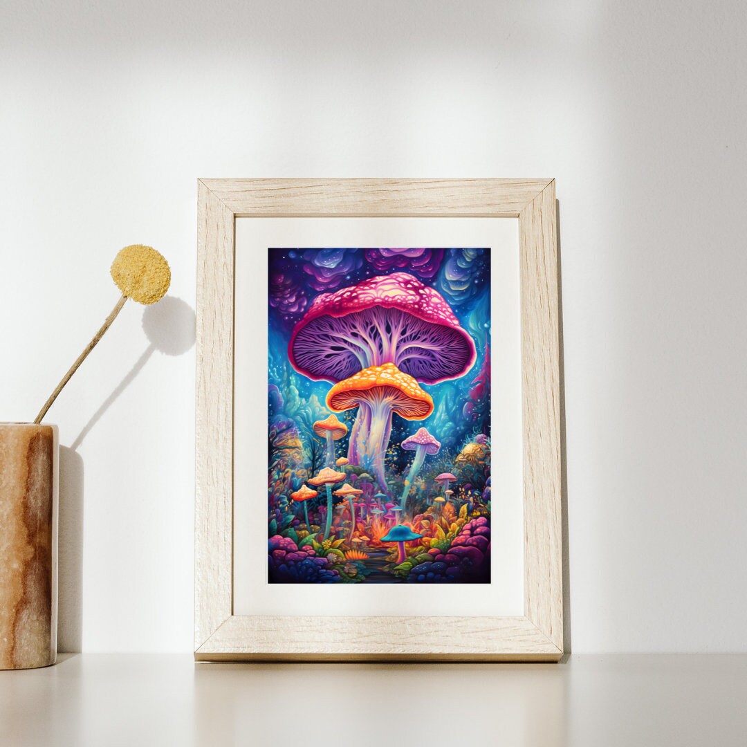 Spiritual Mushroom Fantasy Goa Art Print Wall Decor Decor Aesthetic ...