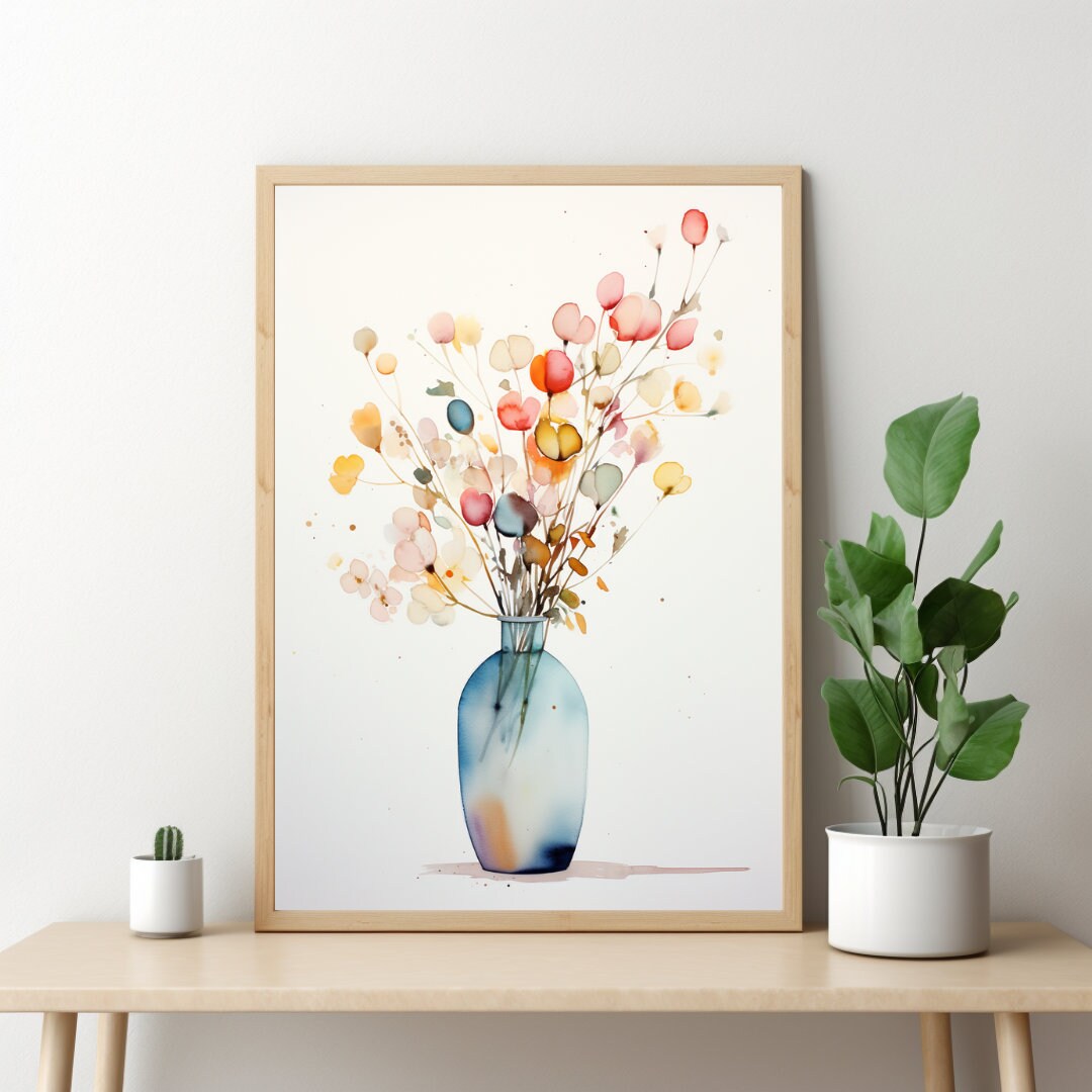 Mural Watercolor Flowers, Watercolor Flower Poster, Wildflower Picture ...