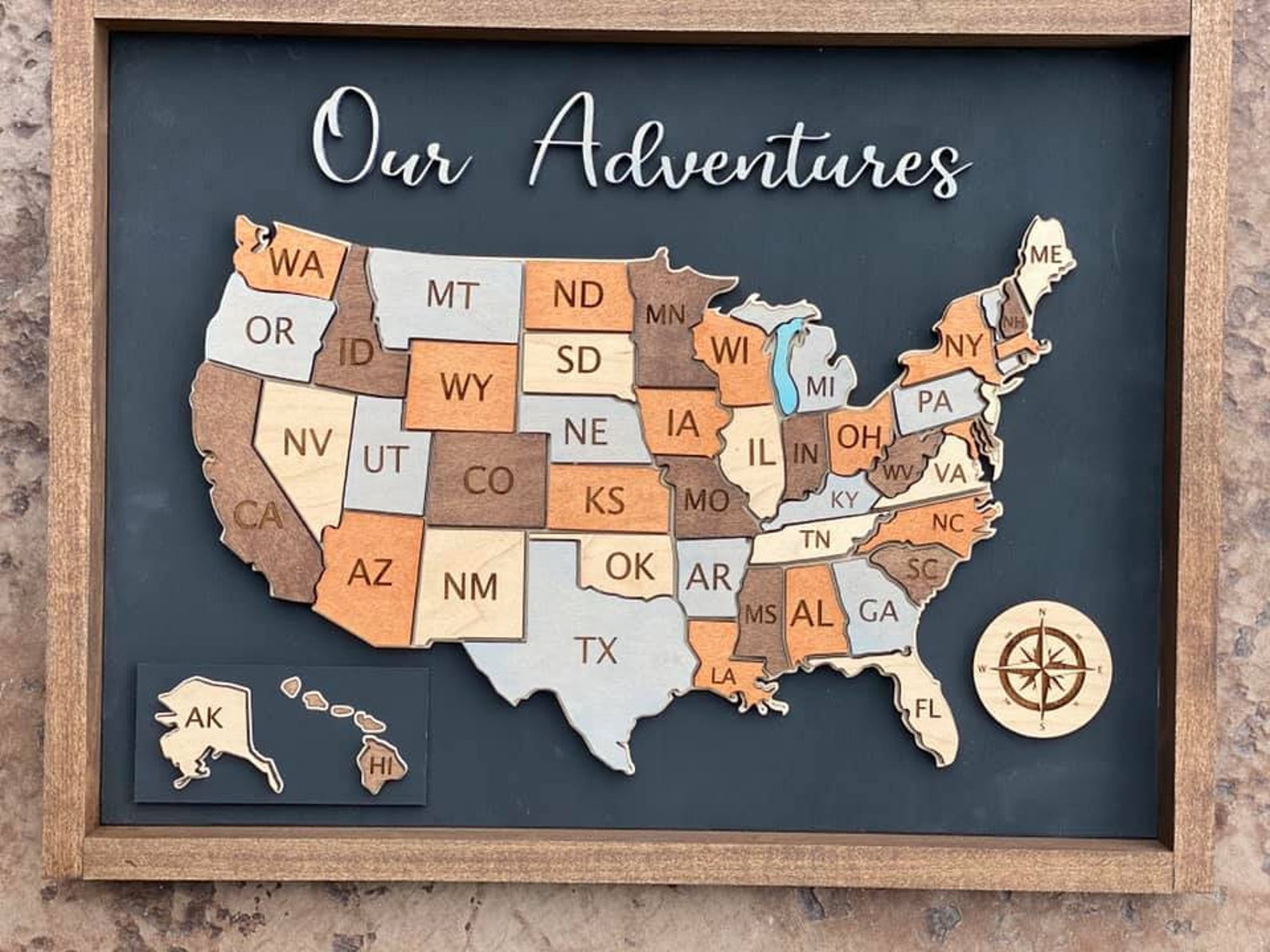 Map of the USA | Wall Art | Travel Map | Farmhouse Décor | Wooden Laser ...