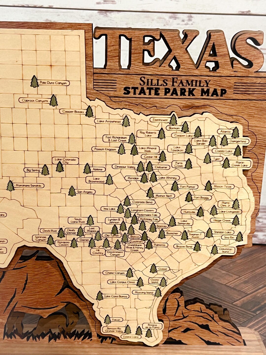 Personalized Texas State Park Map | Texas Decor | State Park Tracker ...