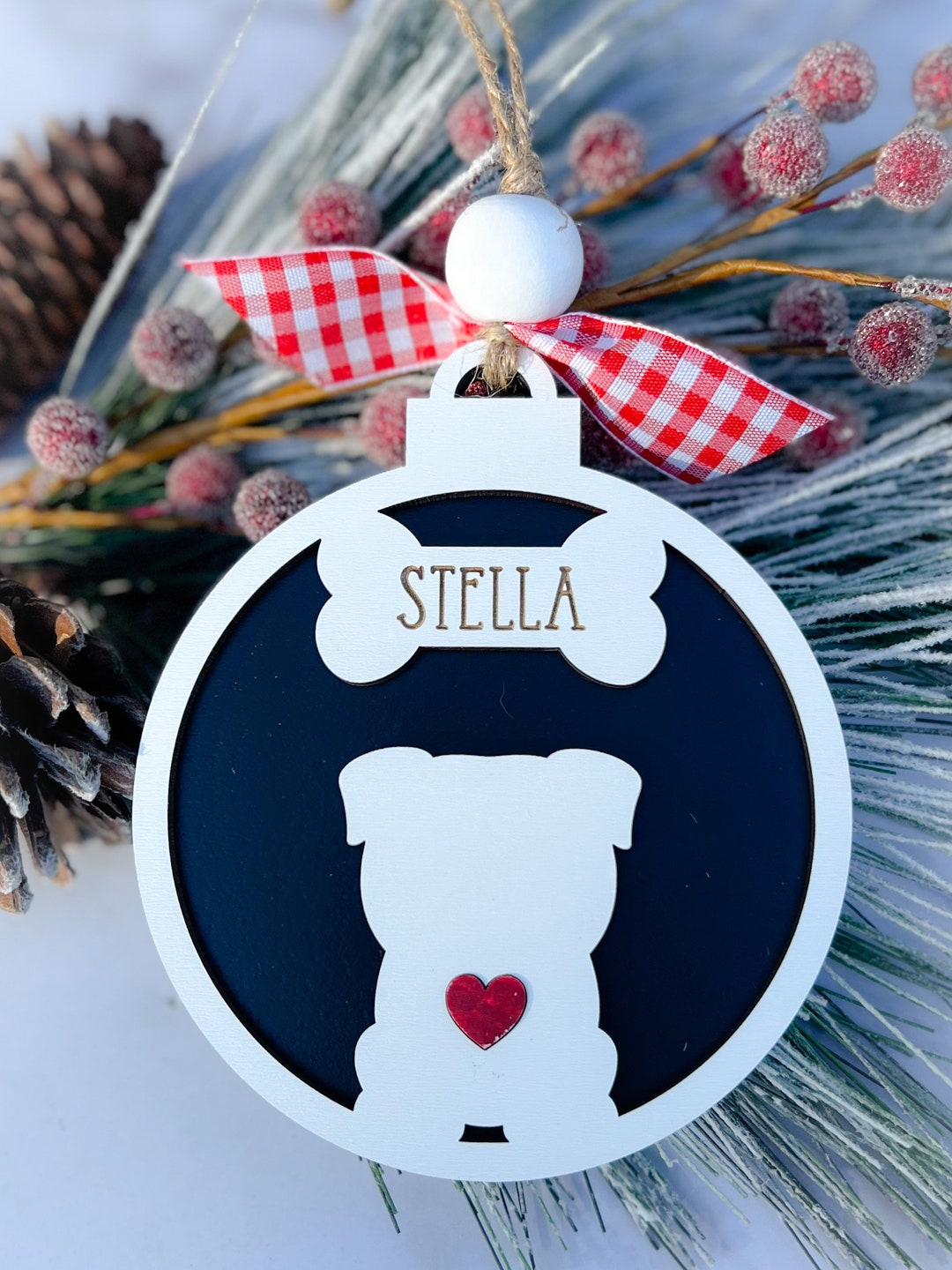 Personalized Dog Silhouette Ornament | Pet Lover Gift | Dog Ornament ...