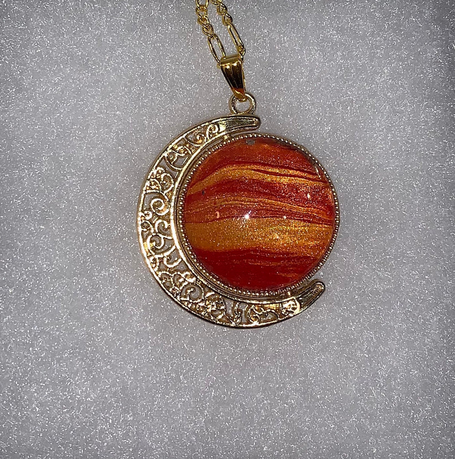 Bright Red Moon Necklace Double-Sided Moon Necklace Rotating | Etsy