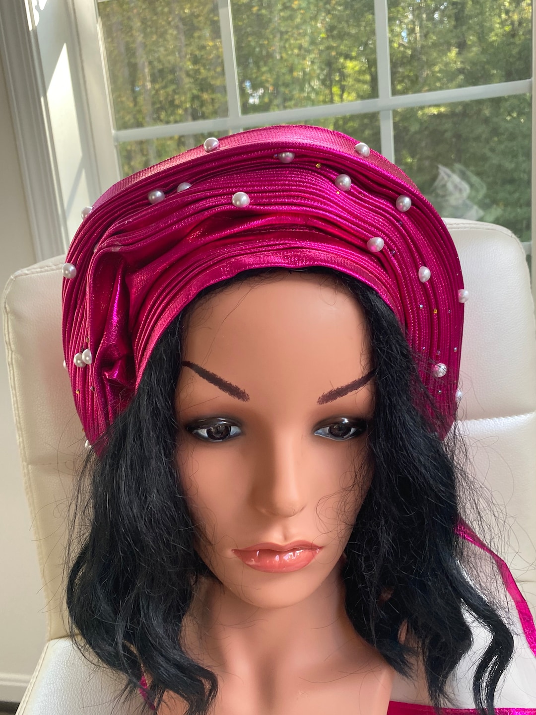 Auto Gele, Nigerian Pre Tied Gele, Pre Wrapped Gele, Asooke Gele, Pink ...