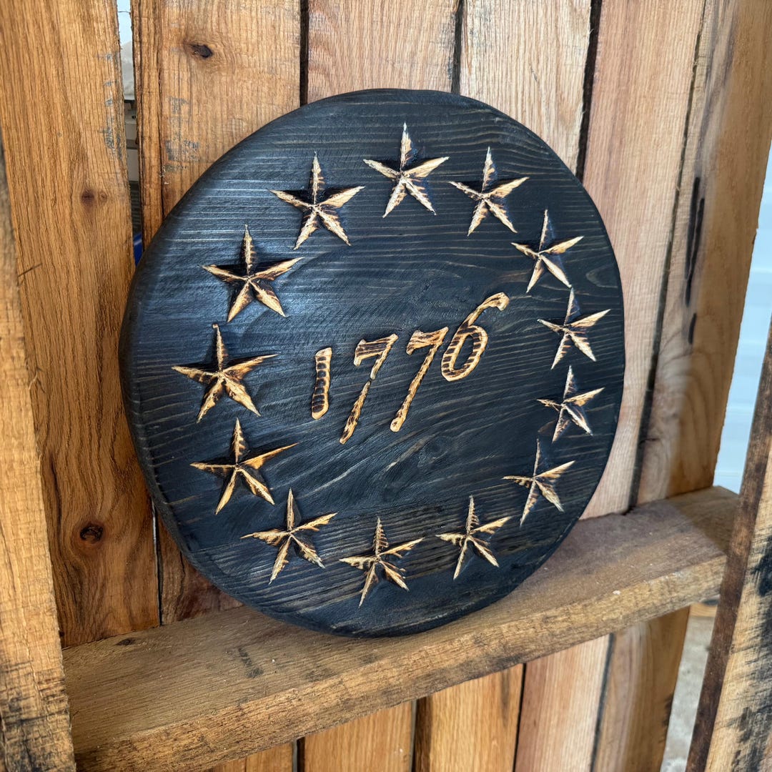 1776 Betsy Ross Flag Union Black Wooden Sign by American Patriot ...