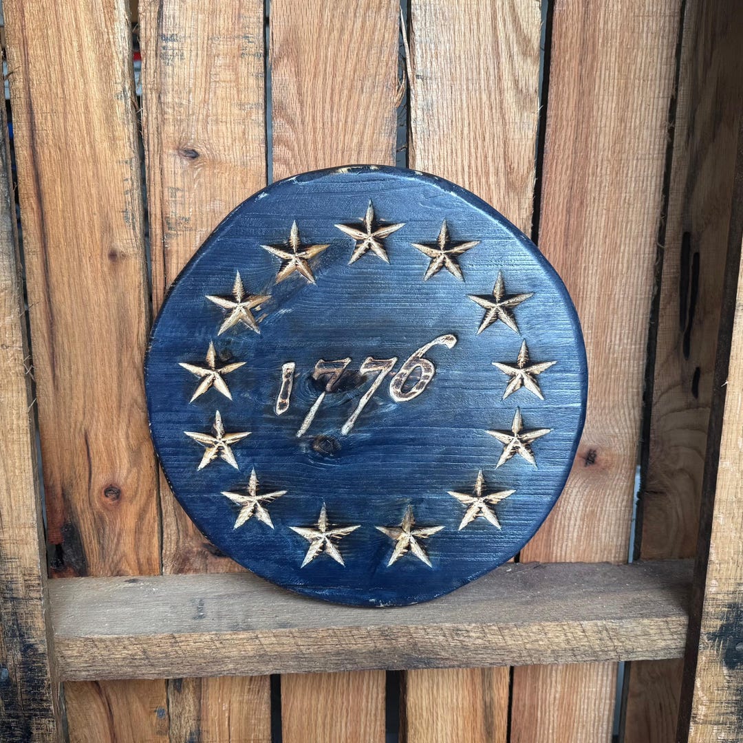 1776 Betsy Ross Flag Union Blue Wooden Sign by American Patriot ...