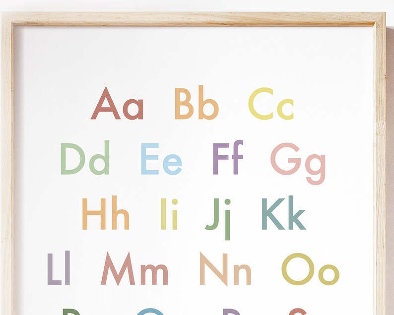 Pastel Rainbow Alphabet Printable Nursery Wall Art Minimal | Etsy