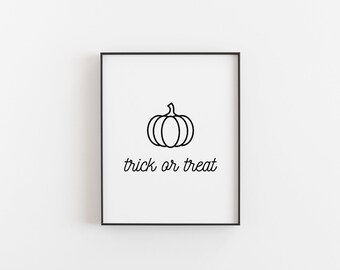 Minimal Trick or Treat Sign Halloween Art Printable | Modern Simple ...