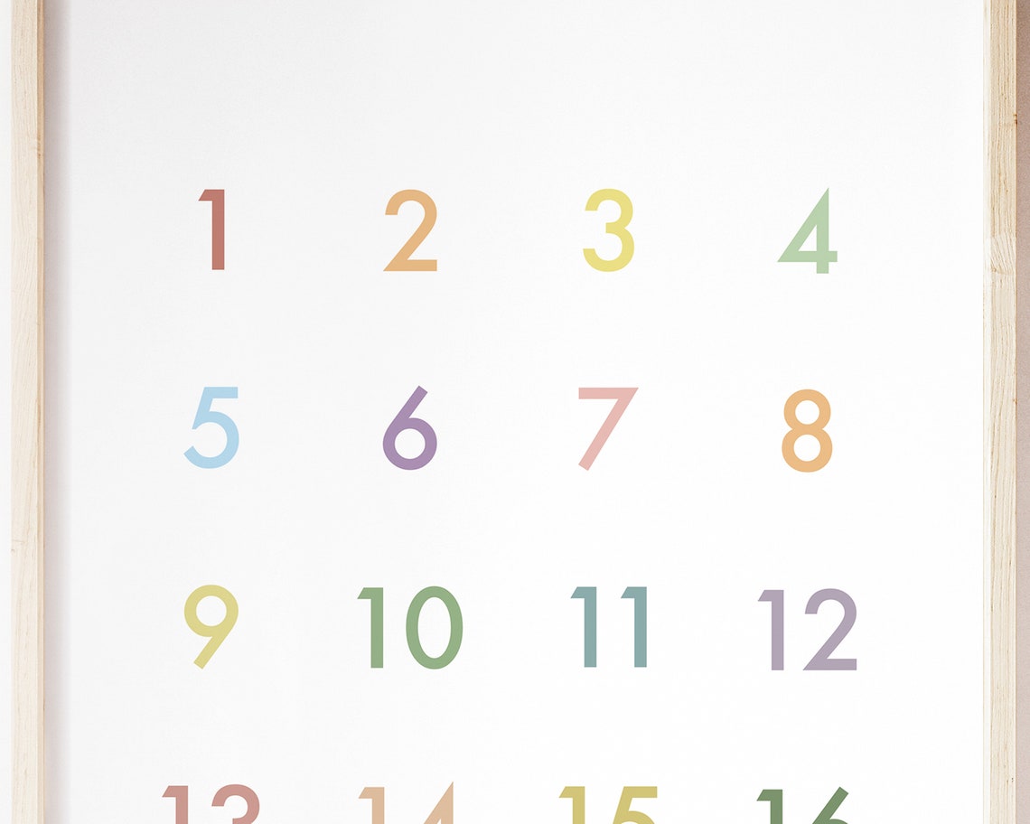 Pastel Rainbow Numbers Printable | Nursery Wall Art | Minimal Numbers ...
