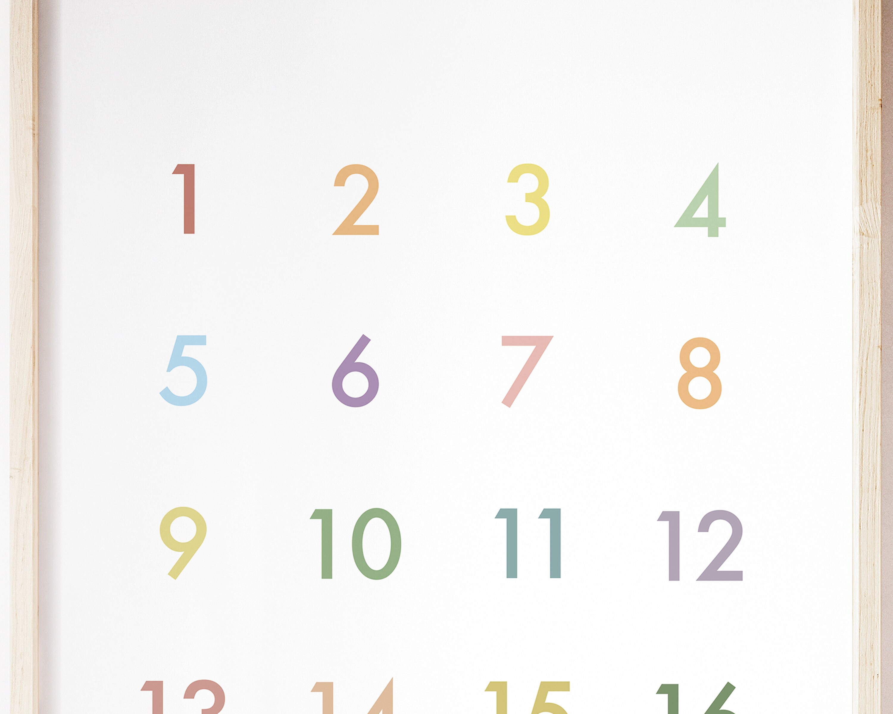 Pastel Rainbow Numbers Printable | Nursery Wall Art | Minimal Numbers ...