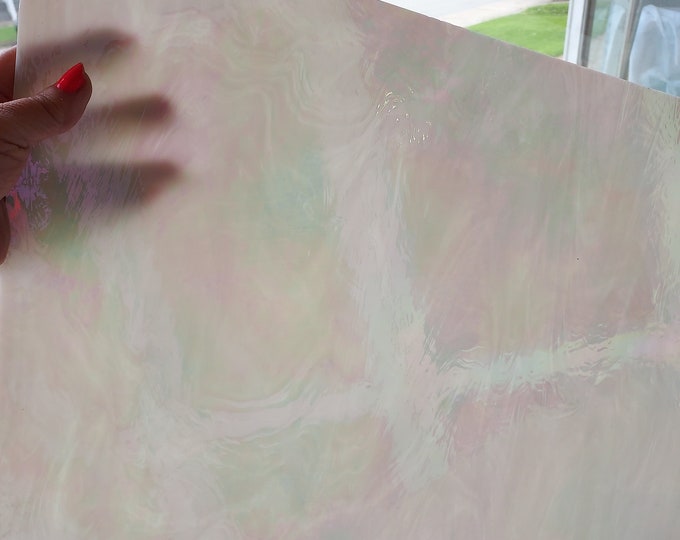 Spectrum White Wispy on White Iridized Glass - Stained Glass Sheet ...