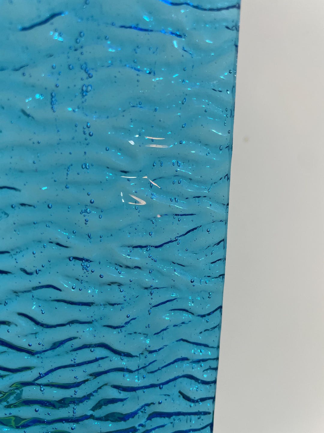 Aqua Blue Ripple - Wissmach Stained Glass Sheet - 8 X 6 - for Mosaic ...