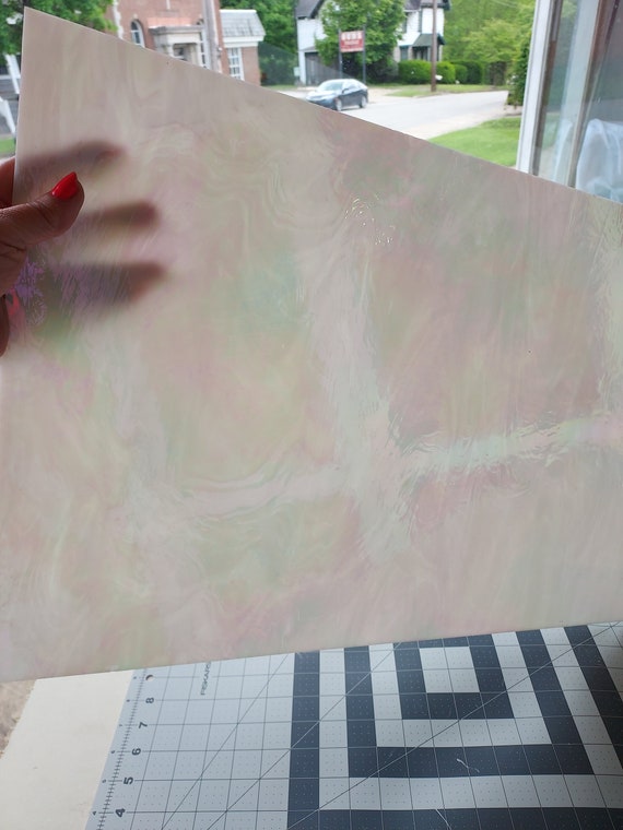 Spectrum White Wispy on White Iridized Glass Stained Glass | Etsy