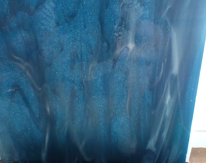 Steel Blue and White Wispy Spectrum 838-94 Stained Glass Sheet - 8x6 or ...