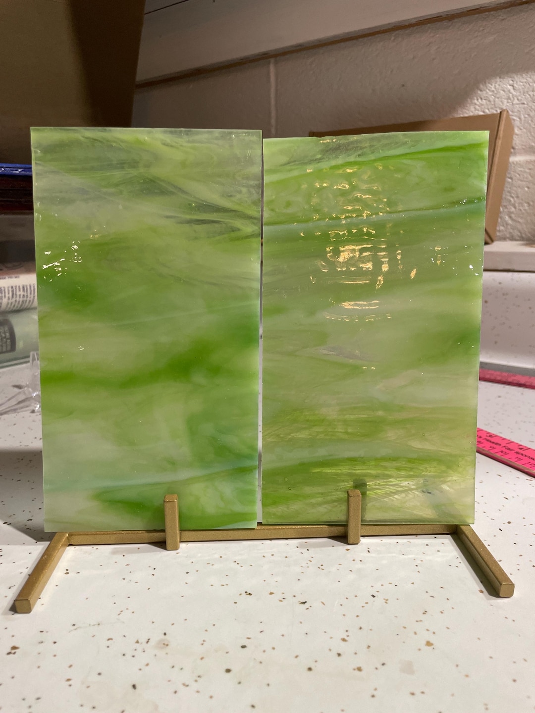 Greens on Clear - Stained Glass Sheet - for MOSAIC ART Work and Small ...