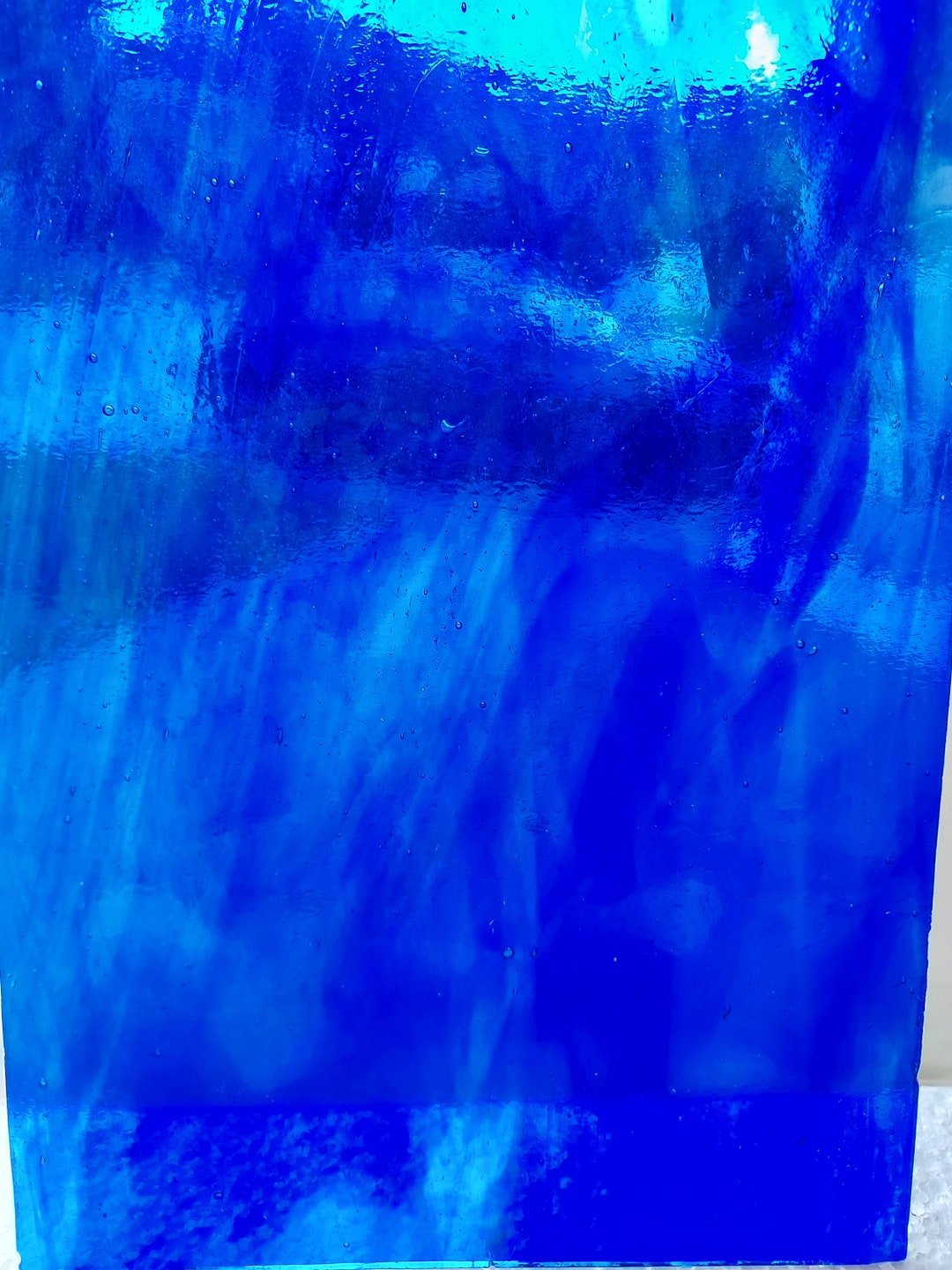 Kokomo Blue on Clear Stained Glass Sheet - 8 X 6 - for Mosaic and ...