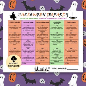 Halloween Jeopardy, Fun Family & Friends Activity, Party Trivia ...