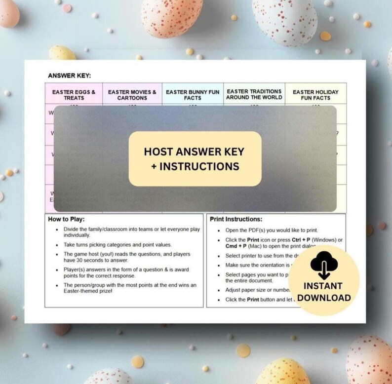 Easter Jeopardy, Fun Easter Activity, Family & Friend Easter Game ...