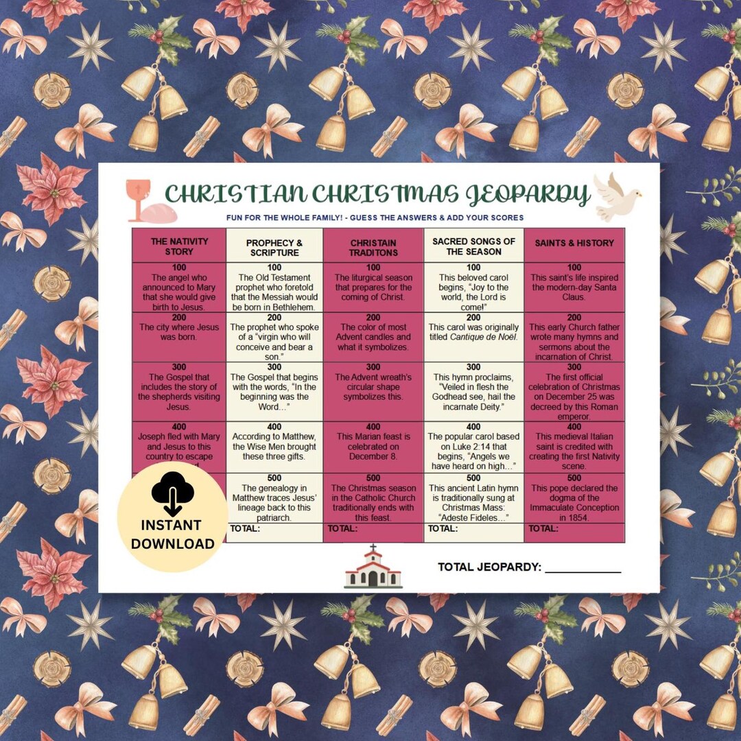 Christian Christmas Jeopardy, Fun Family & Friends Activity, Holiday ...