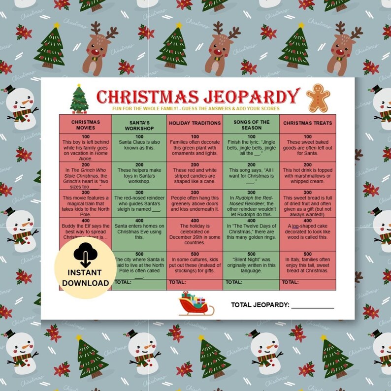 Christmas Jeopardy, Fun Family & Friends Activity, Party and Holiday ...