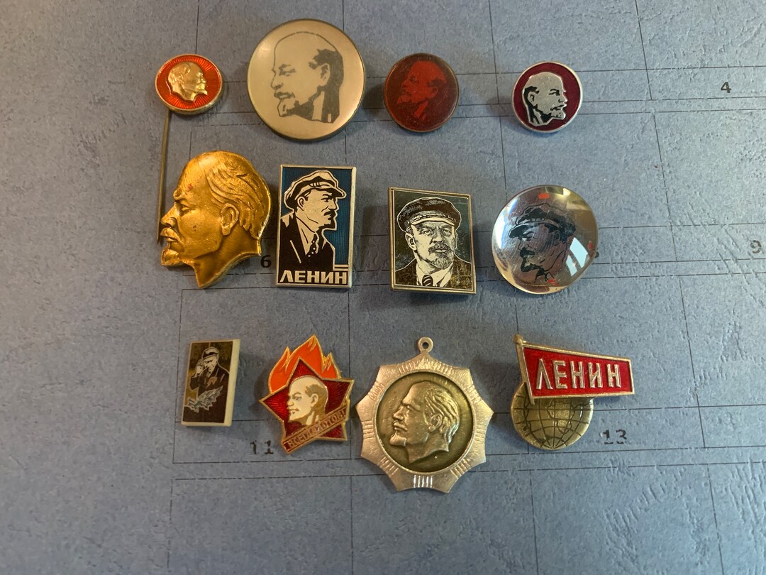 Set of 12 Ussr Propaganda Lenin Red Star Komsomol Label Pins Badges ...