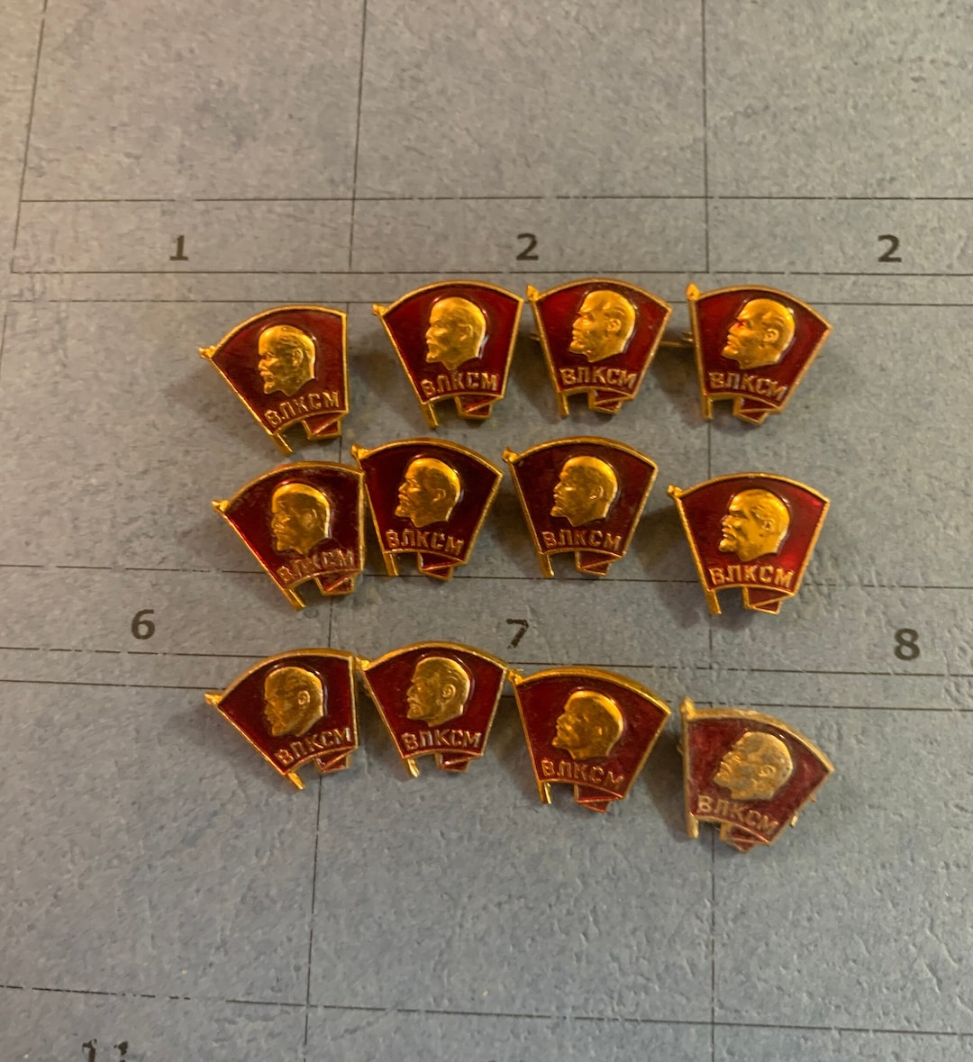 Set of 12 Ussr Propaganda Lenin Red Star Komsomol Label Pins Badges ...