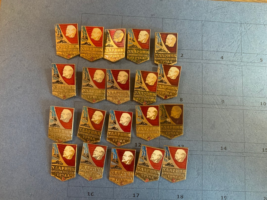 Set of 20 Ussr Propaganda Lenin Red Star Komsomol Label Pins Badges ...