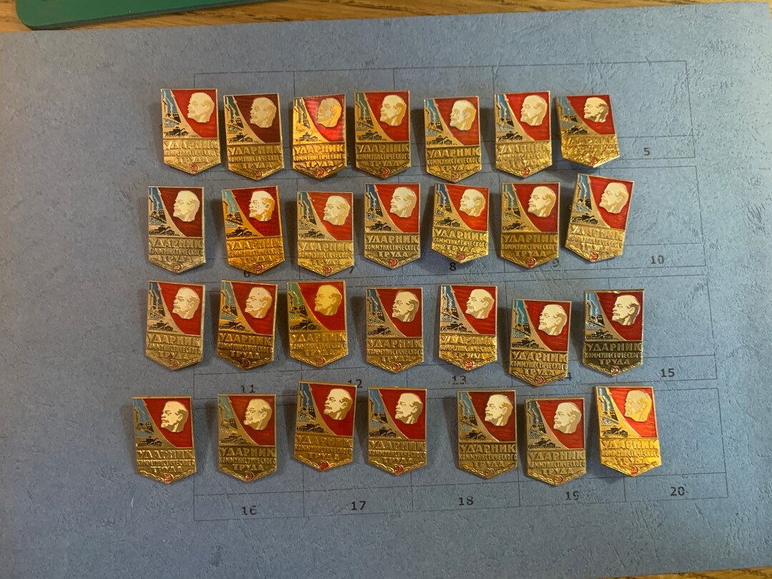 Set of 28 Ussr Propaganda Lenin Red Star Komsomol Label Pins Badges ...