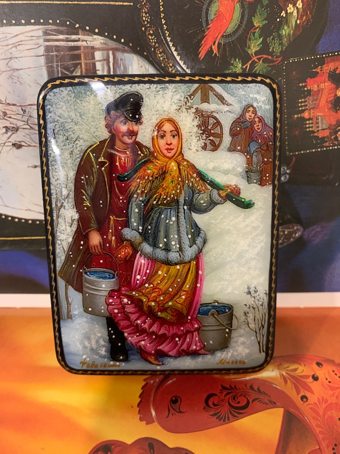 Russian Lacquer Box Mikheev Fedoskino Signed by Artist - Etsy