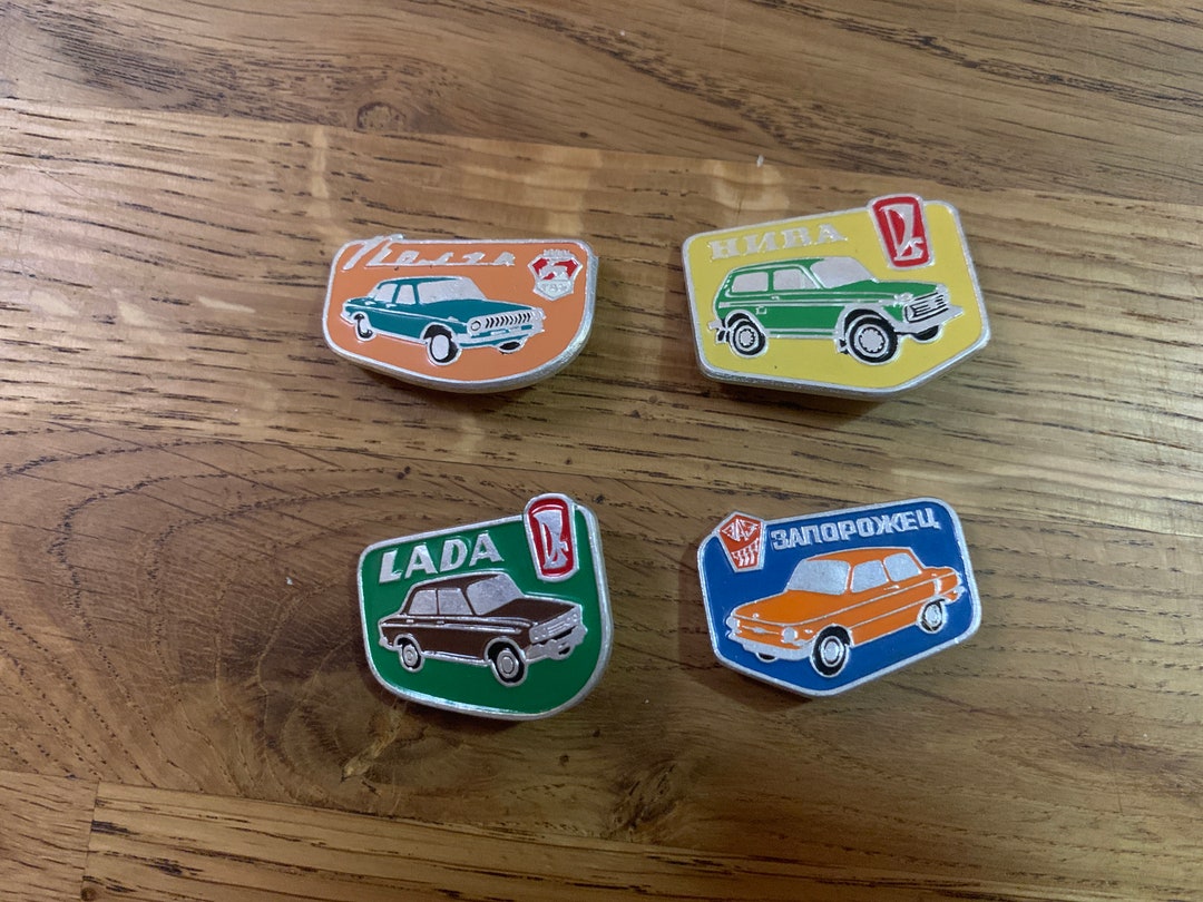 Car, Volga Niva, Zaporozhets Label Pins Badges Soviet Pin Badges Pin ...