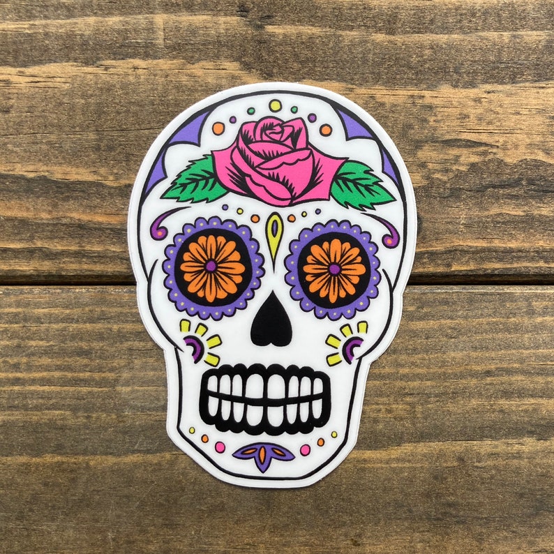 Sugar Skull Sticker, Day of the Dead, Dia De Los Muertos, Skeleton Folk ...