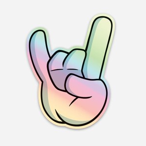 Rock on Sticker, Rock and Roll, Hand Sign, Rock on Sign, Holographic ...