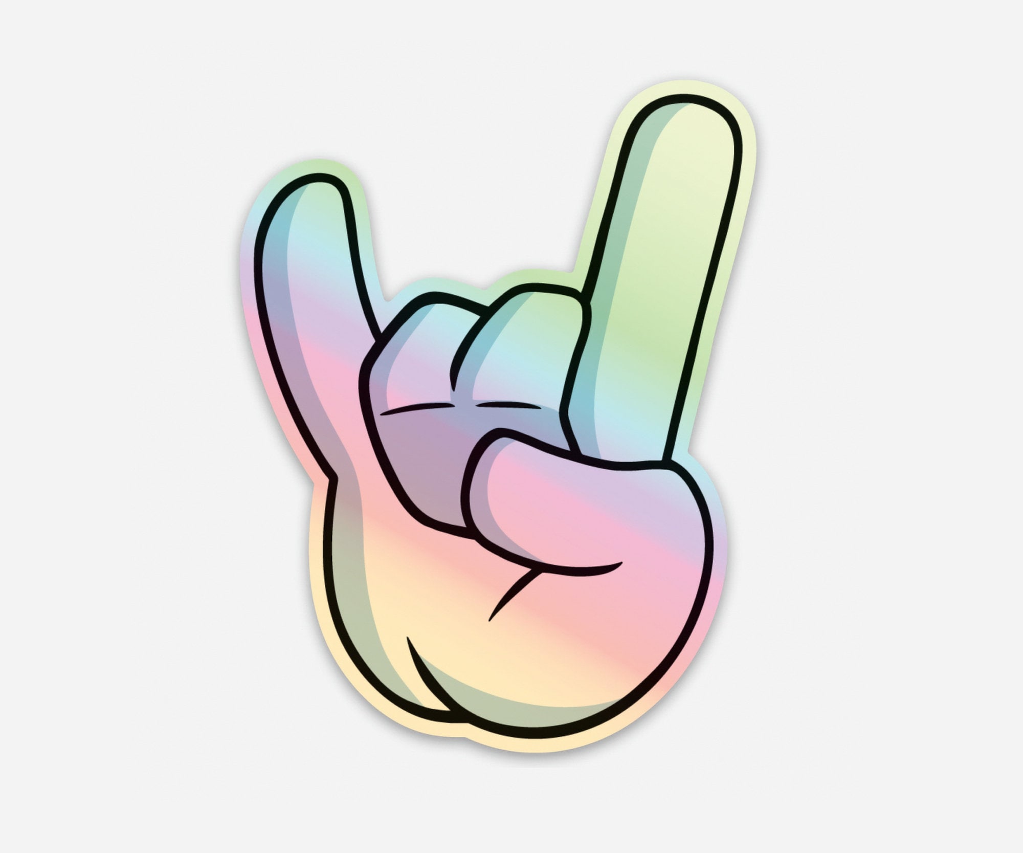 Rock on Sticker, Rock and Roll, Hand Sign, Rock on Sign, Holographic ...