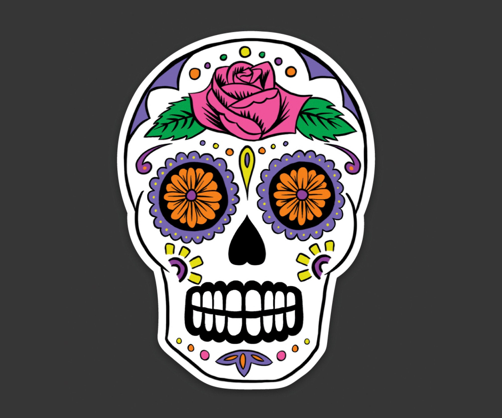 Sugar Skull Sticker Day of the Dead Dia De Los Muertos - Etsy