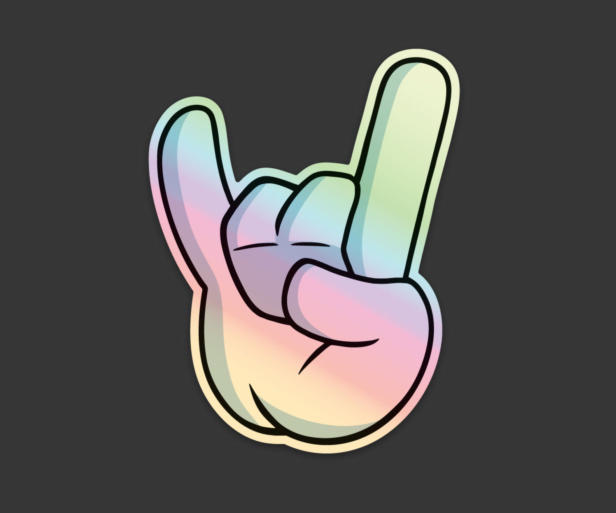 Rock on Sticker, Rock and Roll, Hand Sign, Rock on Sign, Holographic ...