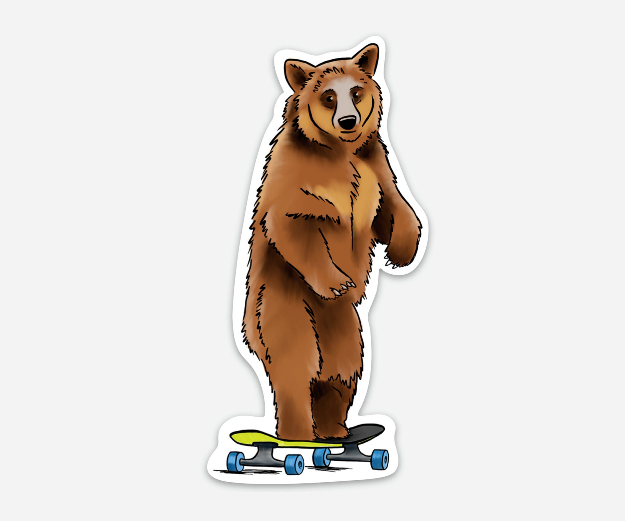 Skateboarding Bear Sticker , Bear on a Skateboard, Funny, Skater ...