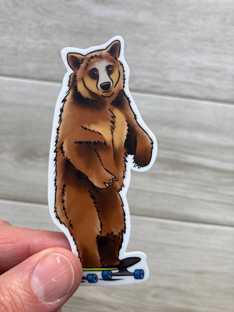 Skateboarding Bear Sticker Bear on a Skateboard Funny - Etsy
