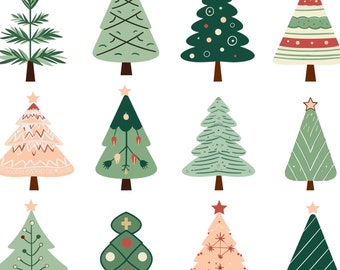 Super Cute Xmas Trees SVG Bundle, Premium Downloadable Christmas Tree ...