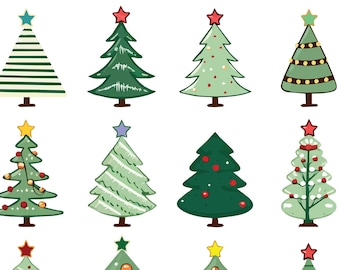 Premium Cute Xmas Trees SVG Bundle, Downloadable Christmas Tree PNG ...