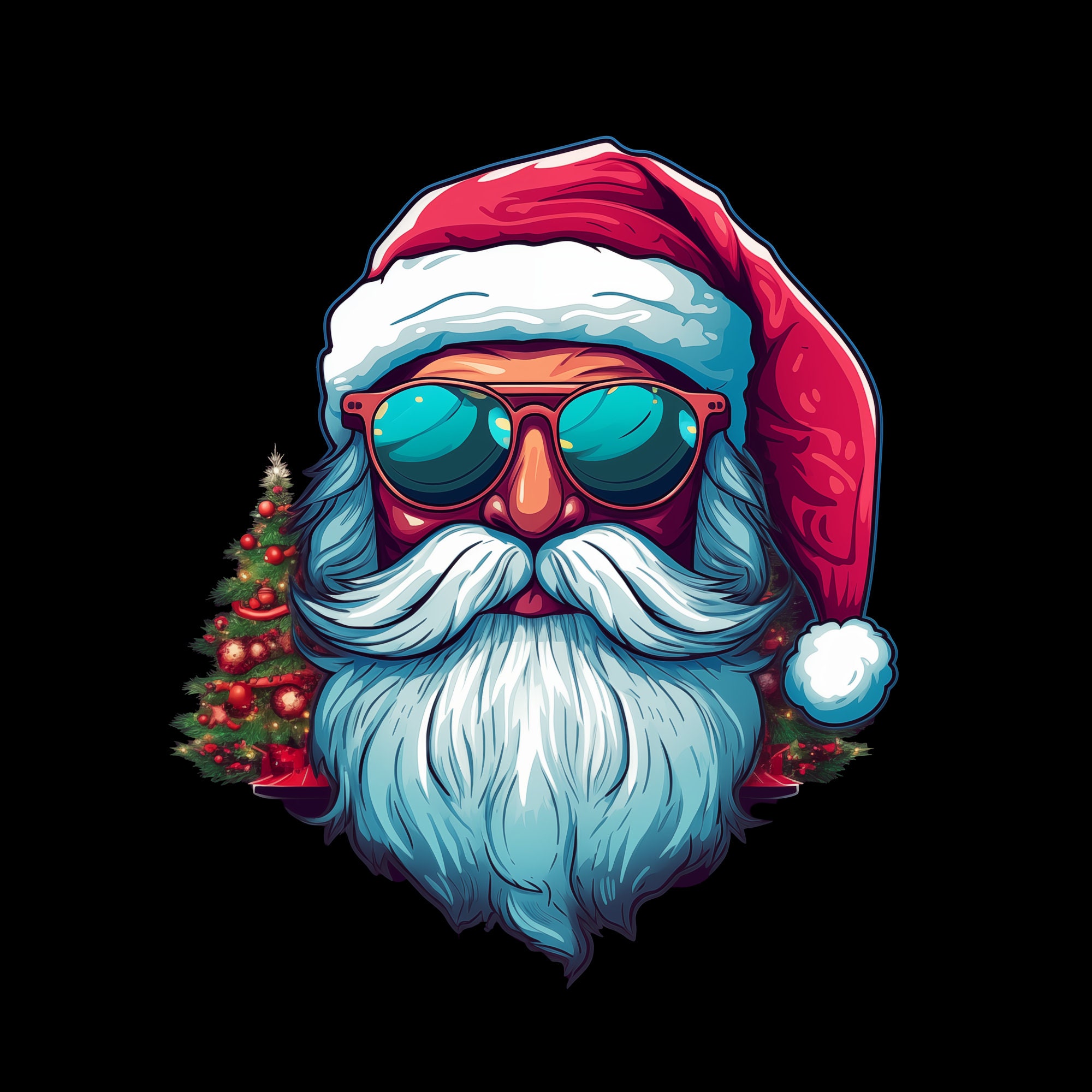 Premium Santa With Sunglasses SVG, Cool Santa PNG, Cool Santa Art, Xmas ...