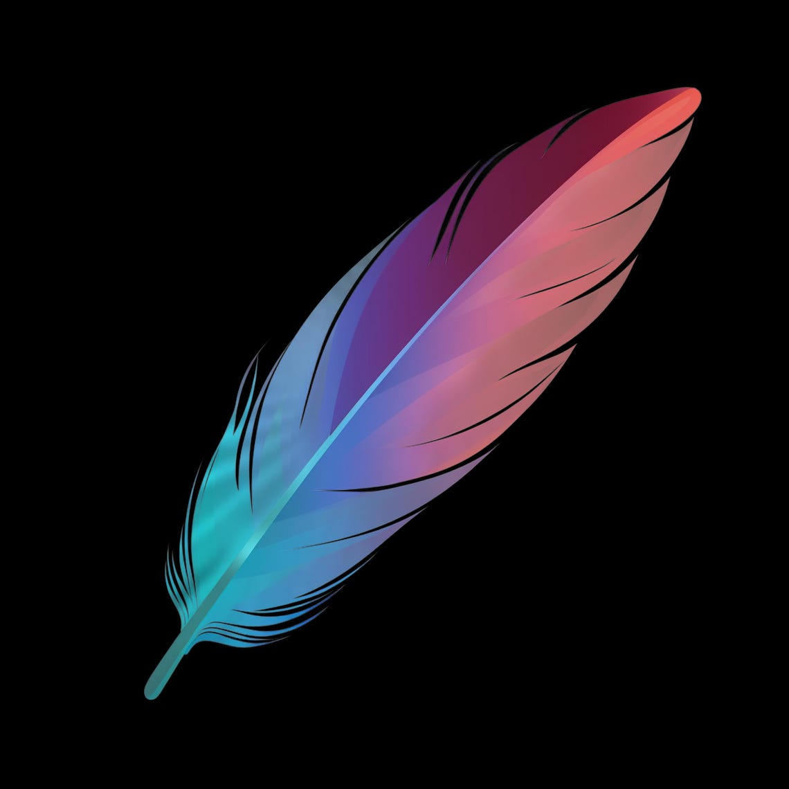 Colorful Premium Feather PNG, Feather SVG, Feather Graphic, Feather ...