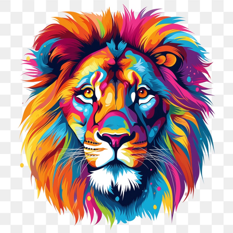 Premium Colorful Lion PNG, Lion SVG, Lion Vector Art, Lion Sublimation ...
