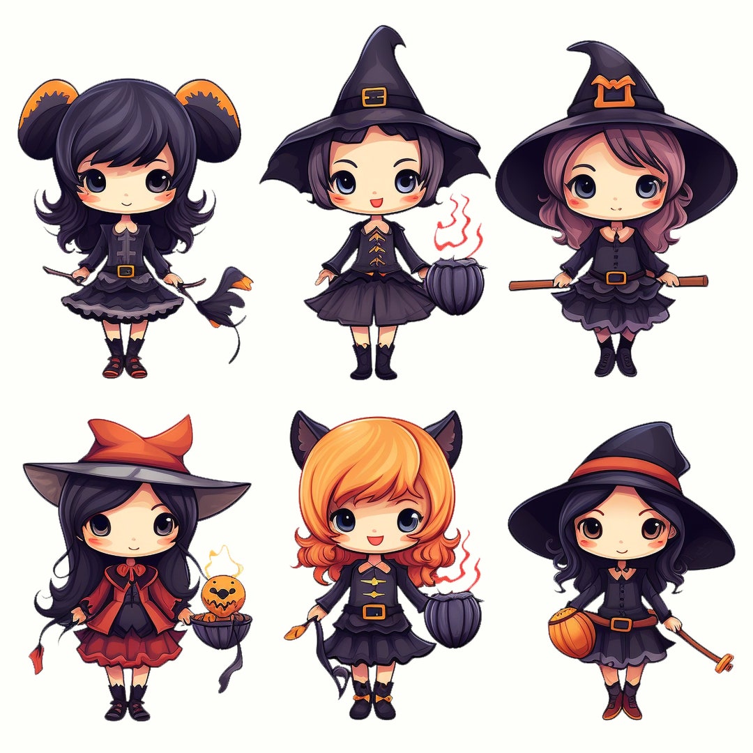 Premium Cute Halloween Witches PNG, Halloween Witches SVG Downloadable ...