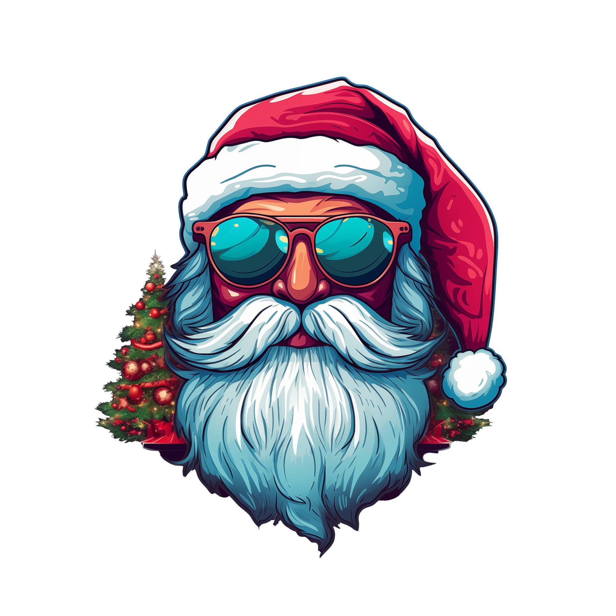 Premium Santa With Sunglasses SVG, Cool Santa PNG, Cool Santa Art, Xmas ...