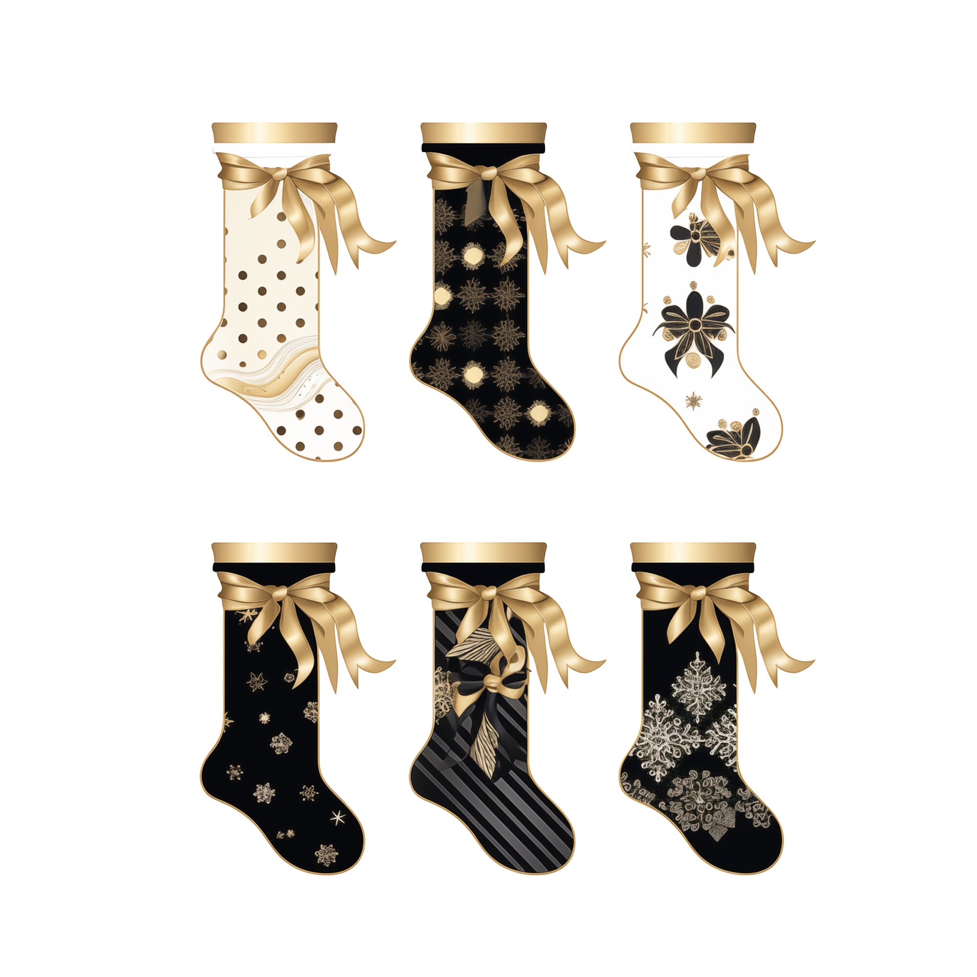 Elegant Xmas Stockings SVG, Black and Gold Downloadable Christmas ...