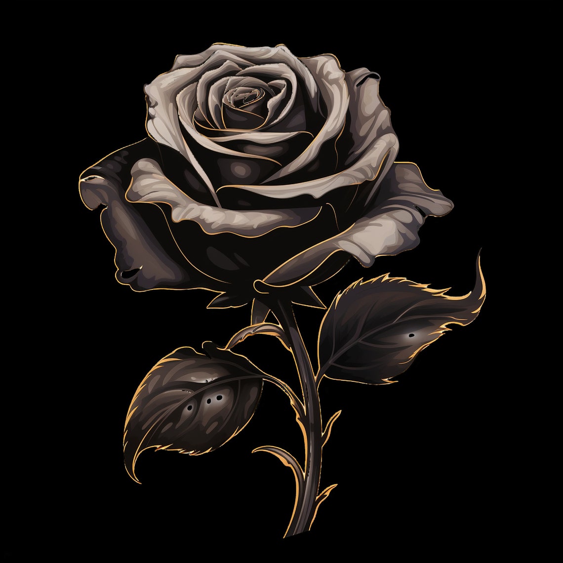 Premium Black Rose PNG, Rose SVG, Rose Graphic, Rose Tattoo Art, Rose ...